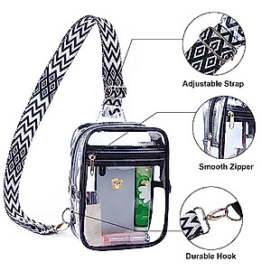 COVAX Clear Sling Bag, Clear Bag Stadium Approved, Clear Crossbody Fanny Pack for Women Men, Fashion Chest Bag for Festivals, Concerts, Sports Events (Small)