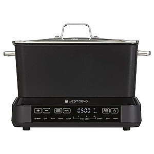 West Bend Versatility Plus Slow Cooker, Large-Capacity Non-Stick Multicooker with Variable Temperature Control, 20 Cooking Functions, 6-Quart, Black