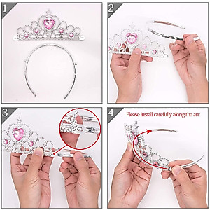 BIRLON Princess Dress Up Costume Accessories Elsa Set For Princess Cosplay Gloves Tiara Wand and Fancy Long Cape(6 Pieces) (pink)