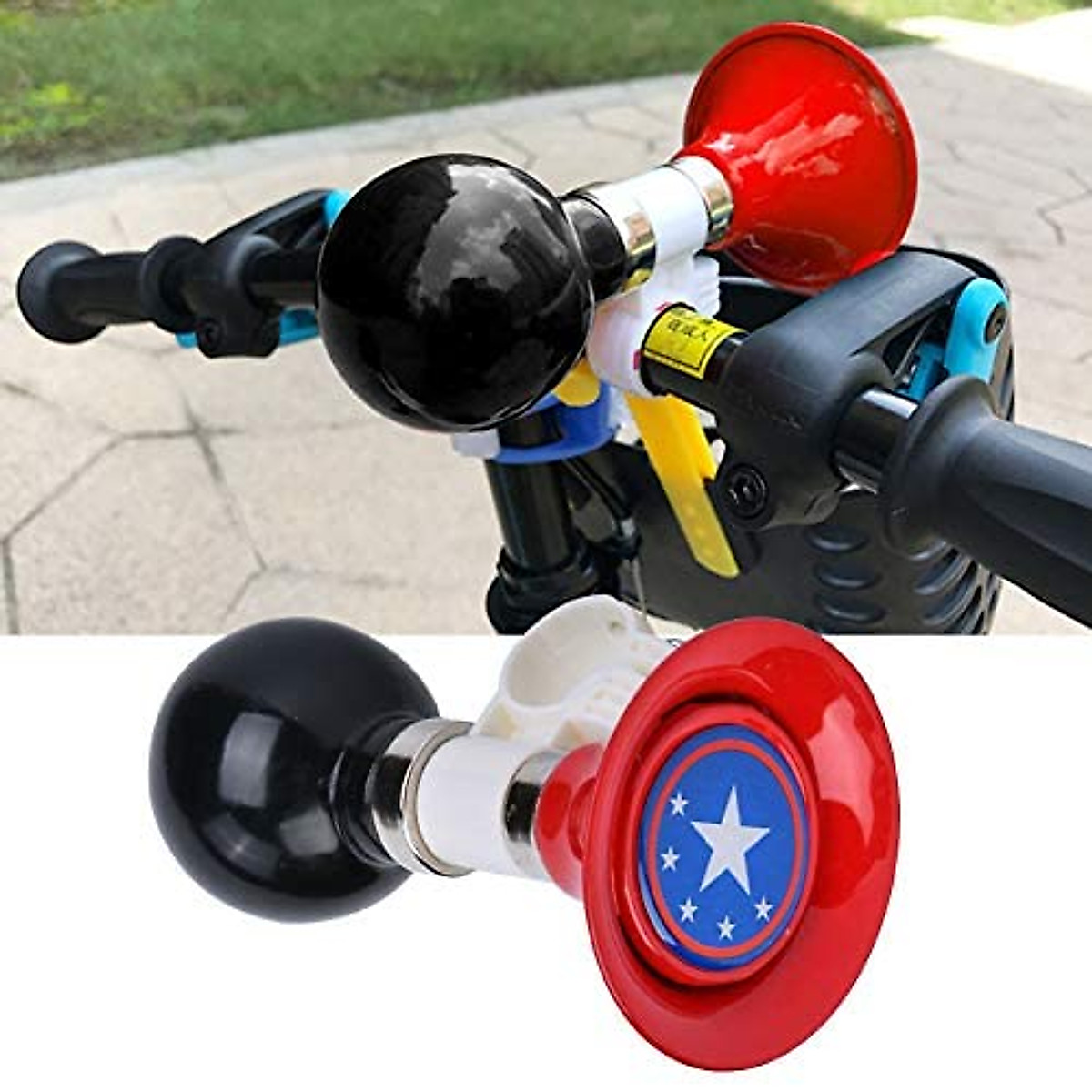 Children Bicycle Horn Metal Rubber Bike Horn Warning Bell Bike Handlebar Ring Bell for Kids Bike(RED)