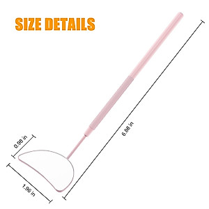 Lash Extension Supplies, Pink Lash Mirror for Eyelash Extensions, Large Half Moon Eyelash Mirror, Stainless Steel Lash Inspection Mirror for Lash Technician Supplies