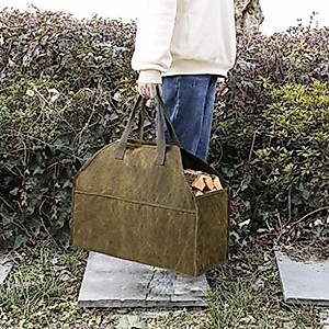 TWDYC Durable Firewood Tote Fireplace Wood Transport Bag Multi-Function Log Storage Holder Carrier Canvas Firewood Bag