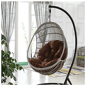 Hanging Egg Chair Seat Cushion- Outdoor and Indoor Rattan Weave Swing Hammock Chair Pads, for Indoor Outdoor Patio 90x120cm (Cushion only),Brown