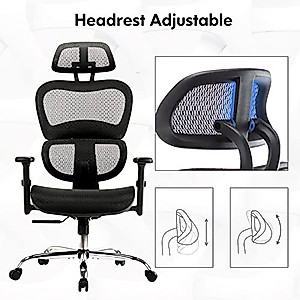 COLAMY Ergonomic Mesh Office Chair-Adjustable Reclining Backrest and Headrest with 4D Armrests, Executive High Back Design Lumbar Support for Home, Gaming, Study-Black, 275lbs