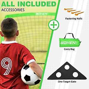 BOHEN Portable Soccer Goal for Kids - 6x4FT Foldable Soccer Net for Backyard Indoor Outdoor with Carrying Bag & Target Gate for Easy Storage and Transportation(6x4FT, 1 Piece, Green)
