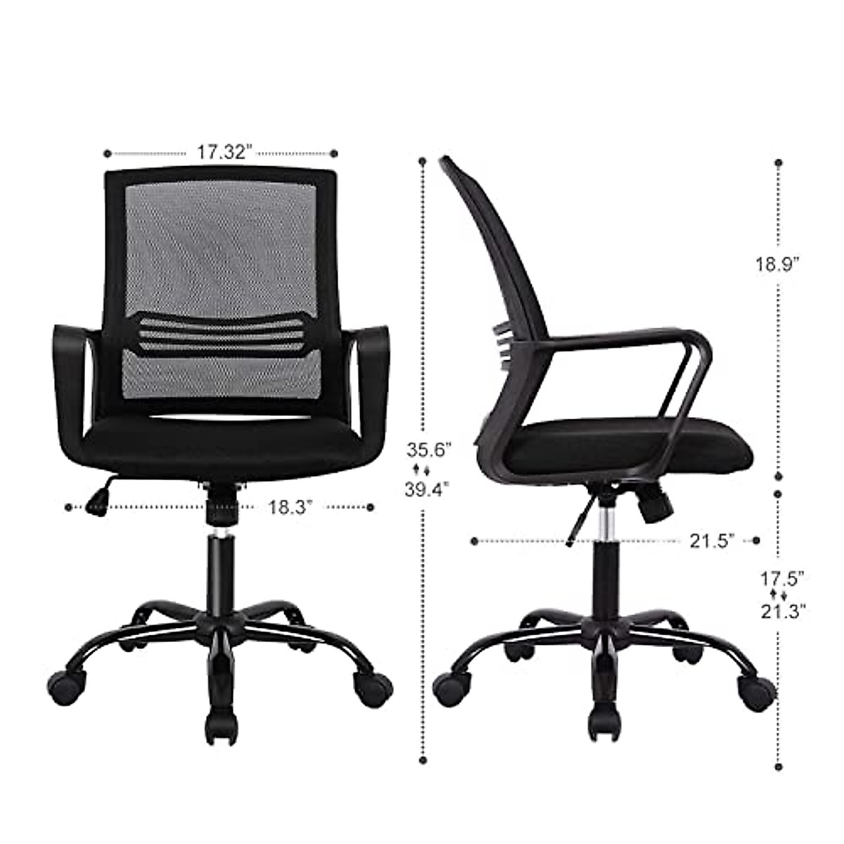 Office Chair, Desk Chair Home Office Chair Mesh Computer Chair Ergonomic Office Chair with Lumbar Support Armrests, Mid Back Task Chair Adjustable Swivel Rolling Chair for Home Office, Living Room