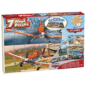 Spin Master Games Planes 7 Wood Puzzles in Wooden Storage Box (Styles Will Vary)