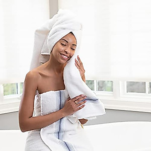 Aston & Arden Aegean Ombre Bath Towels - (Pack of 2) Oversized Ultra Soft Thick & Absorbent, 100% Ringspun Turkish Cotton Bathroom Towel for Spa, Hotel, 600 GSM, 30 x 60 in, Crystal Blue