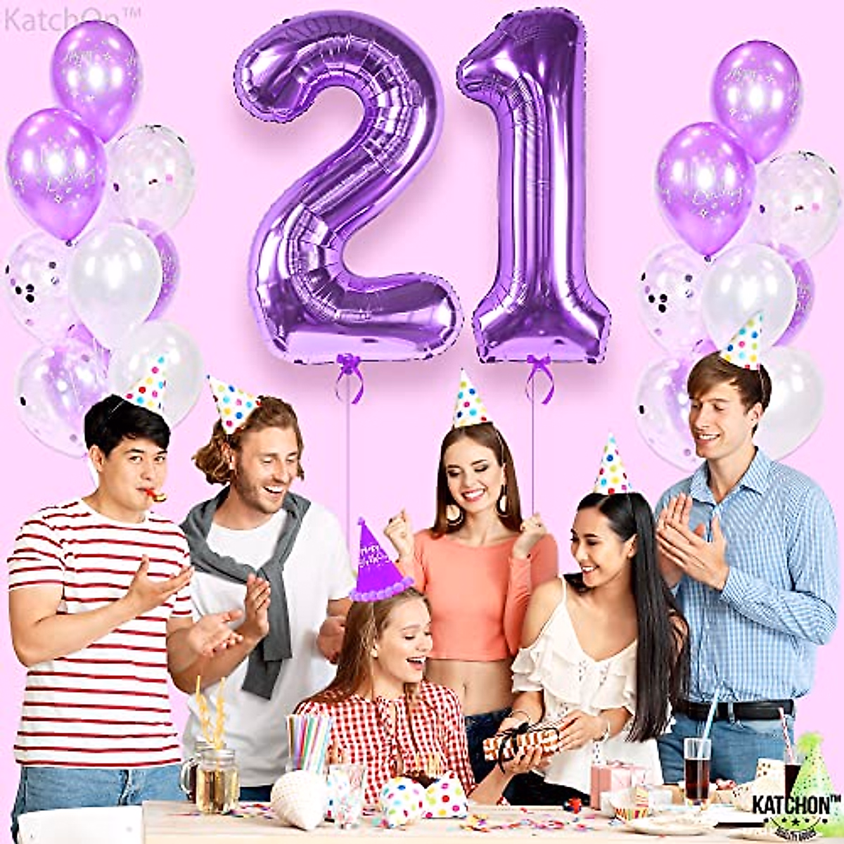 KatchOn, Giant Purple 21 Balloon Number - 40 Inch | 21 Year Old Balloon | Purple Number 21 Balloon, 21st Birthday Decorations for Women | 21 Birthday Balloon, 21st Birthday Party | 21st Anniversary