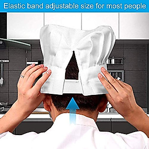 Chef Hat, Adult Premium Adjustable Elastic Baker Kitchen Cooking Chef Cap White