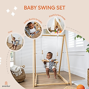 Avenlur Spruce Baby and Toddler Foldable Swing Set with Stand - Premium Montessori, Waldorf Style Self-Standing Indoor Swingset for Children 6m to 3 Yrs - Perfect for Home, Child Day Care, & Preschool