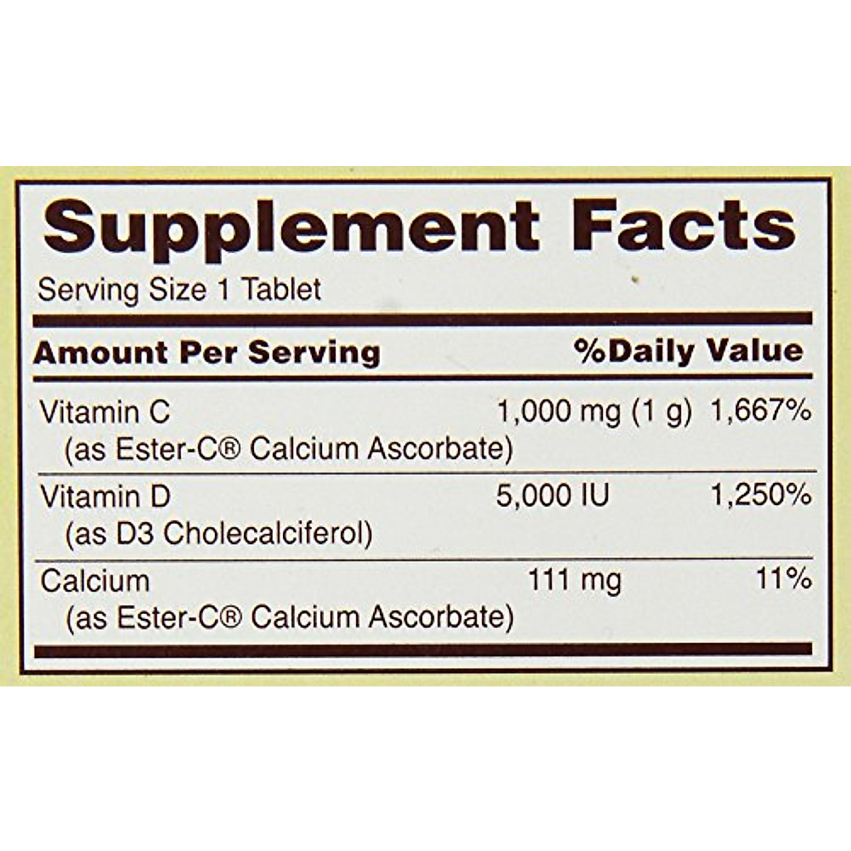 American Health EsterC with D3 Bone Immune Complex Vegetarian Tablets 24Hour Immune Support 1000 mg EsterC 5000 IU Vitamin D3 NonAcidic Vitamin C Servings, 60 Count