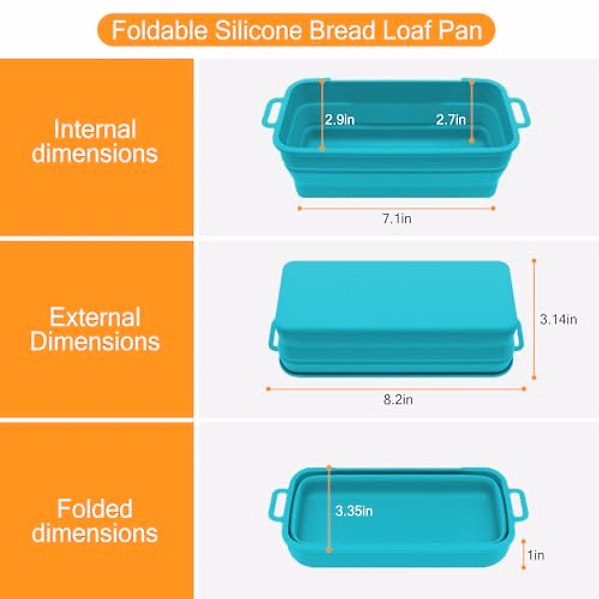 Silicone Bread Loaf Pan, 2 Pack Loaf Pans for Baking Bread, Non-Stick Silicone Baking Mold Easy Release for Homemade Breads, Cakes, Quiche Omelets, Meatloaf, etc. -8.2” X 3.3” X 2.7” (Red+LBlue)