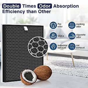 2 Pack 250/250S Replacement Filters for Coway AIRMEGA Max2 250 250S Smart Air Purifier, Max 2 Green True HEPA and Activated Carbon Filter Set, AP-1720-FP
