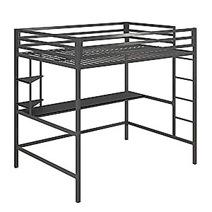 Novogratz 4371429N Maxwell Metal Full Loft Desk & Shelves, Gray/Black Bunk Beds,