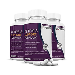 (3 Pack) Safeline Keto Pills Ketogenic Supplement Includes goBHB Apple Cider Vinegar Macadamia Nut Oil and Green Tea Advanced Ketosis Support for Men Women 180 Capsules