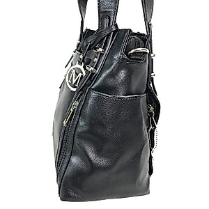 Zzfab Multi Pockets Double Handles Faux Leather Concealed Carry Purse with Hidden Locking Zipper Turquoise