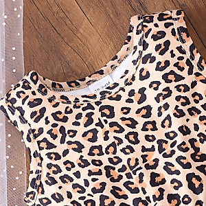 Popshion Girls Leopard Dress for Toddler Girls Sleeveless Leopard Print Dresses Bowknot Back Easter Dresses for Girls Sundress Outfit 18-24 Months