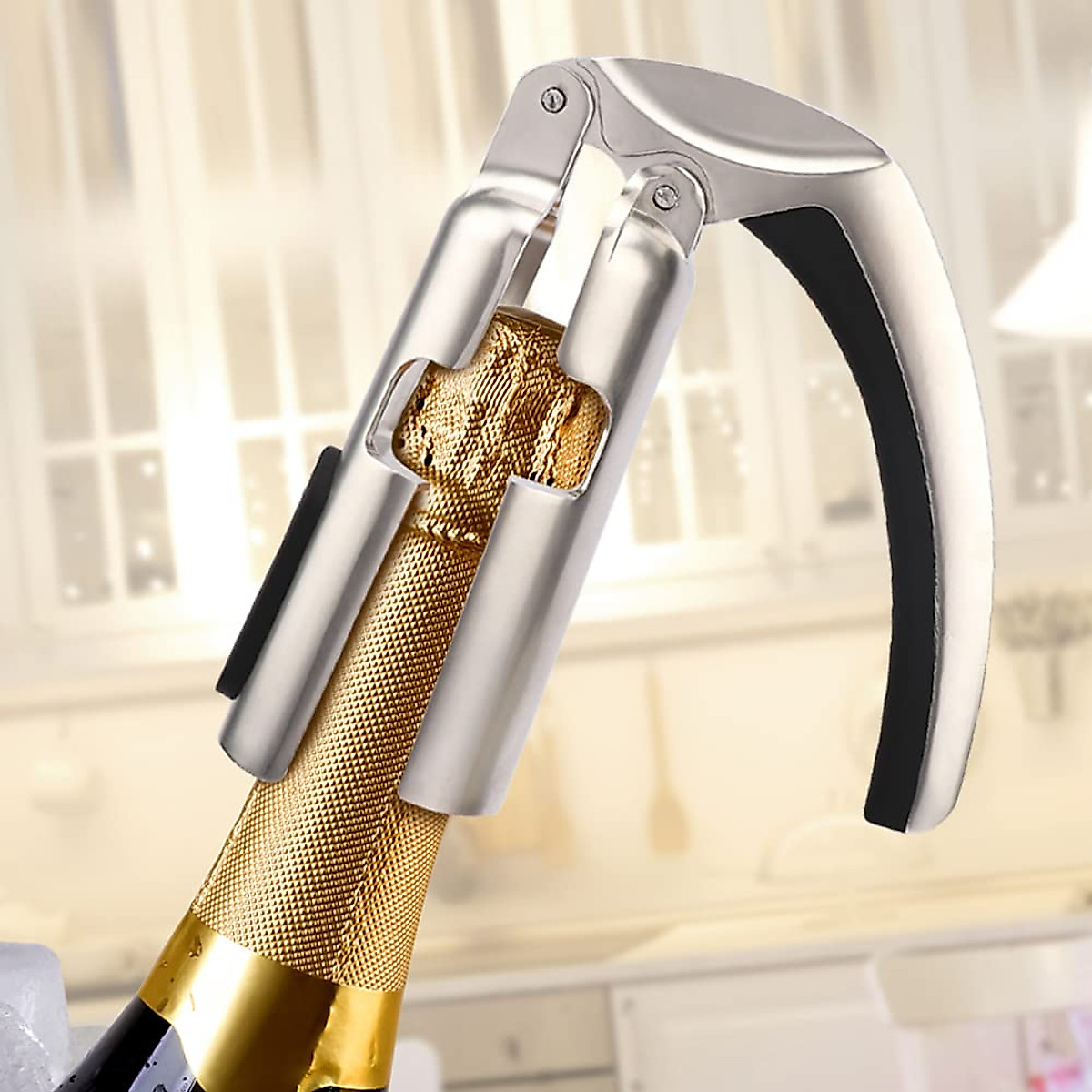 Champagne Opener,3pcs Bar Home Appliance Champagne Bottle Opener Sparkling Wine Cork Puller,Bar Jar Cork Puller Champagne Corkscrew Kitchen Sparkling Wine Bottle Opener(silver)