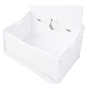RAAMZO Wood Modern Storage Bench Box Blanket Chest Trunk with Safety Hinged Lid in White Finish