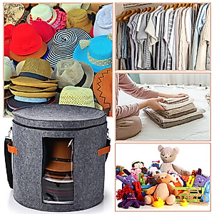Suzile 4 Pack Oversized Hat Storage Box for Women Men 19" D x 17" H Large Hat Box Round Hat Organizer Box Hat Container Cowboy Hat Storage Box with Dustproof Lid for Storage Travel (Gray)