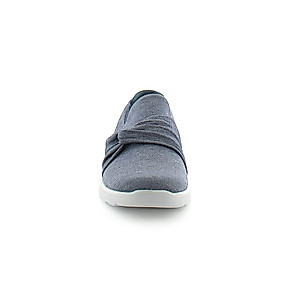 BZees Women's Glimmer Slip-Ons Loafer, Navy Blue Shimmer, 8.5 Wide