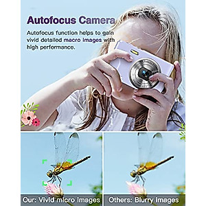 Digital Camera, Zostuic 48MP Autofocus Kids Camera with 32GB Card 1080P Video Camera with 16X Zoom, Compact Portable Small Camera Christmas Birthday Gift for Children Kid Teen Student Girl Boy(Purple)