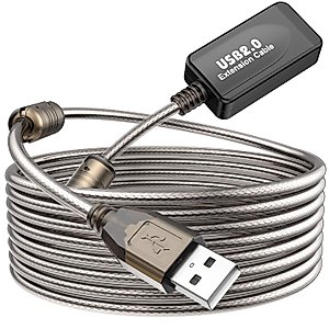 Halsouy USB 2.0 Extension Cable, Type A-Male to A-Female Active Repeater Extender Cord Compatible with Game Consoles, Printer, Camera (100ft)