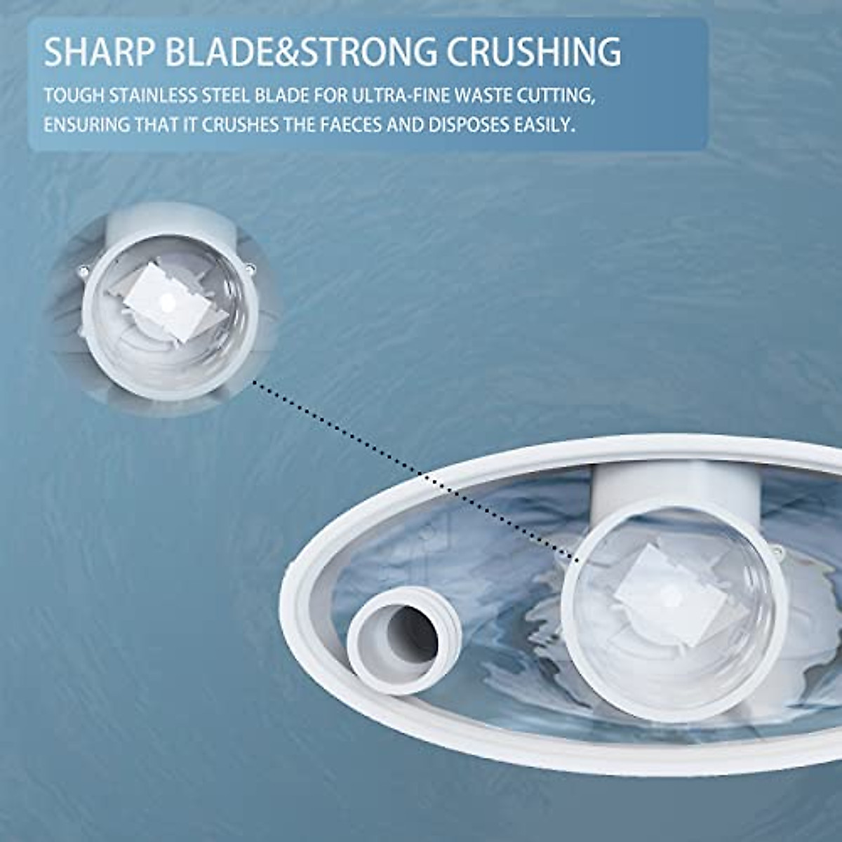 600W Macerator Toilet Pump for Macecrating Toilet, Sewerage Sump Pump for Basement Room Toilet, for Upflush Waste Water, with 4 Water lnlets Connectable Sink, Shower Room, Laundry, Tub