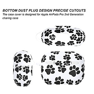 AGAOSH for Airpods Pro 2nd/1st Generation Case Cover with Keychain,Cute Paw Print Soft Silicone Skin Cover Protective Case for New Apple Airpods Pro Gen 2 Case 2022 Charging Case[Front LED Visible]