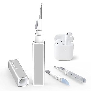 Ponywalk Cleaner Kit for Airpods, Decompression Design Aluminum 5 in 1 Cleaning Kit, for Airpods, for iPhone, for Camera, for Lego, for VR (Sliver)