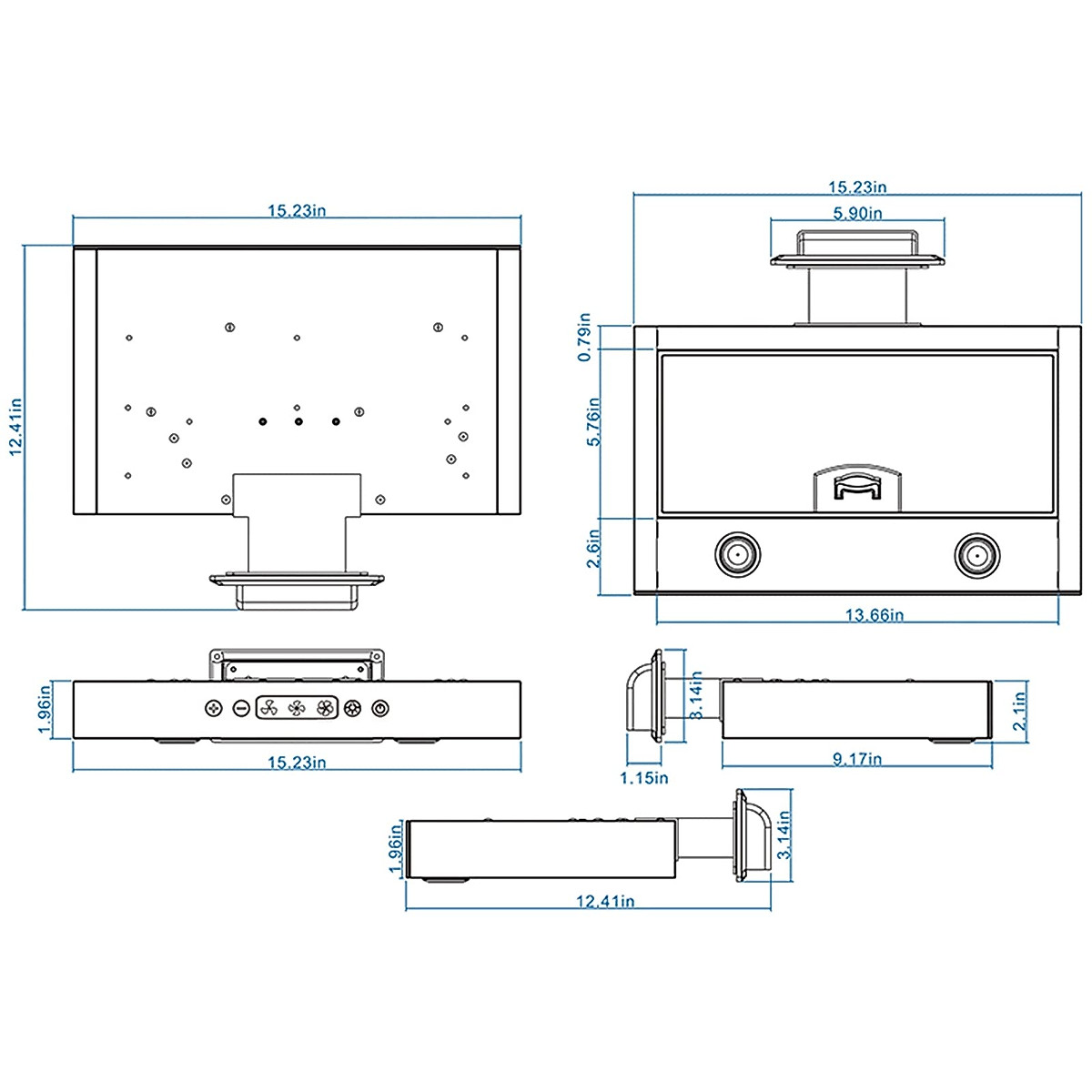 1 Set Under Cabinet Range Hood 12V Cooking Range Hood 3 Speed Adjustable with Touchable Screen LED Light Suitable for RV Yacht Kitchen