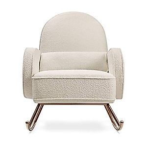Nursery Works Compass Rocker in Ivory Boucle with Rose Gold Legs, Greenguard Gold and CertiPUR-US Certified