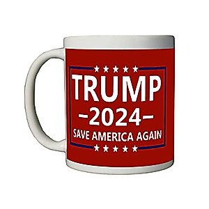 Rogue River Tactical Donald Trump 2024 Coffee Mug Save America Again Trump 2024 Novelty Cup President of The United States MAGA (Red)