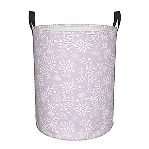 Laundry Basket,Purple Underwater Seaweed Texture,Large Canvas Fabric Lightweight Storage Basket/Toy Organizer/Dirty Clothes Collapsible Waterproof For College Dorms-Large