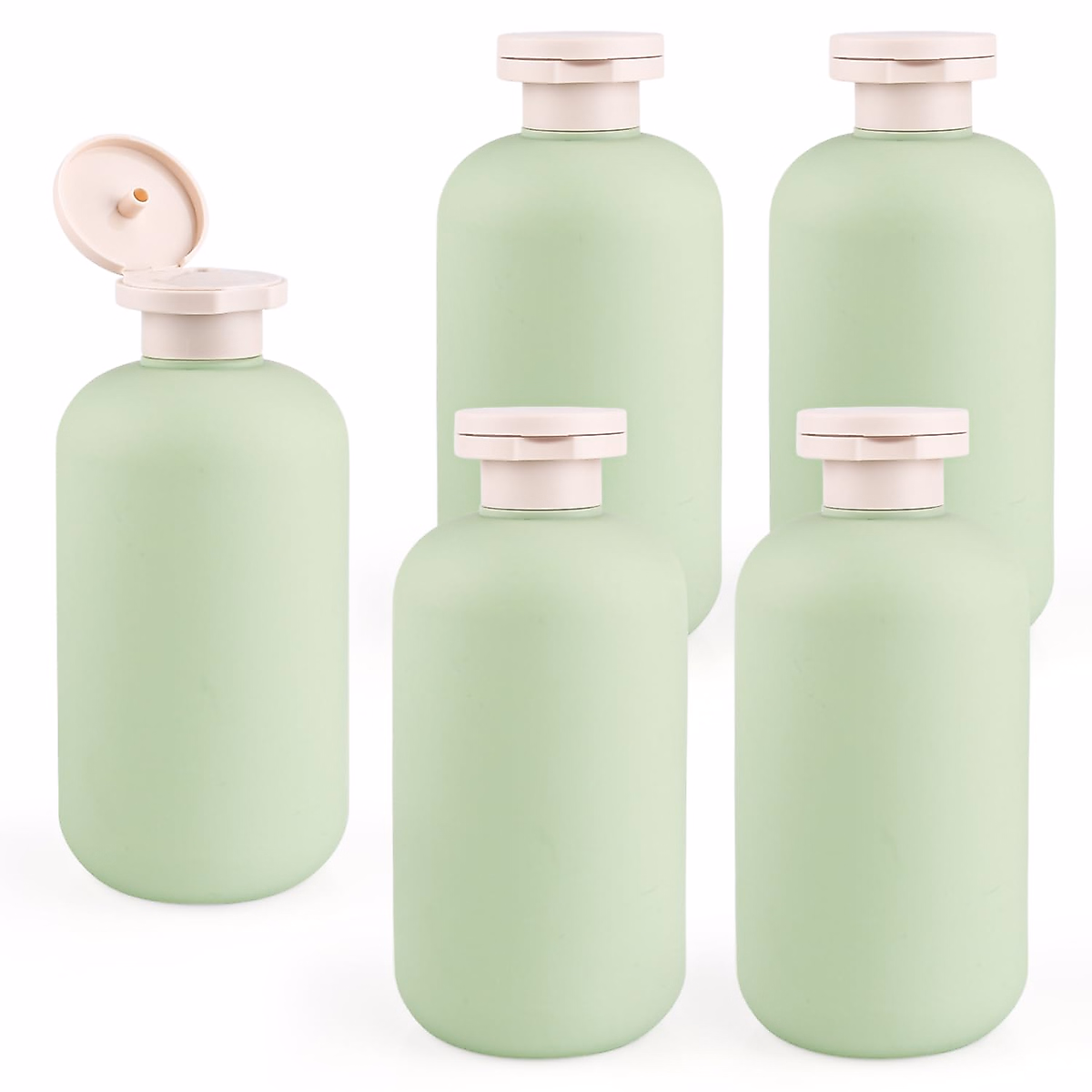 5 Pcs 300ml/10oz Squeeze Bottles Plastic Travel Lotion Bottles Refillable Containers with Flip Cap for Toiletries Creams Lotion Shampoo Conditioner