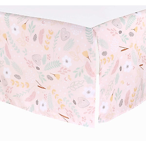 The Peanutshell Pink Woodland Floral Crib Bedding Set for Baby Girls - Crib Quilt, Fitted Sheet, Dust Ruffle Included
