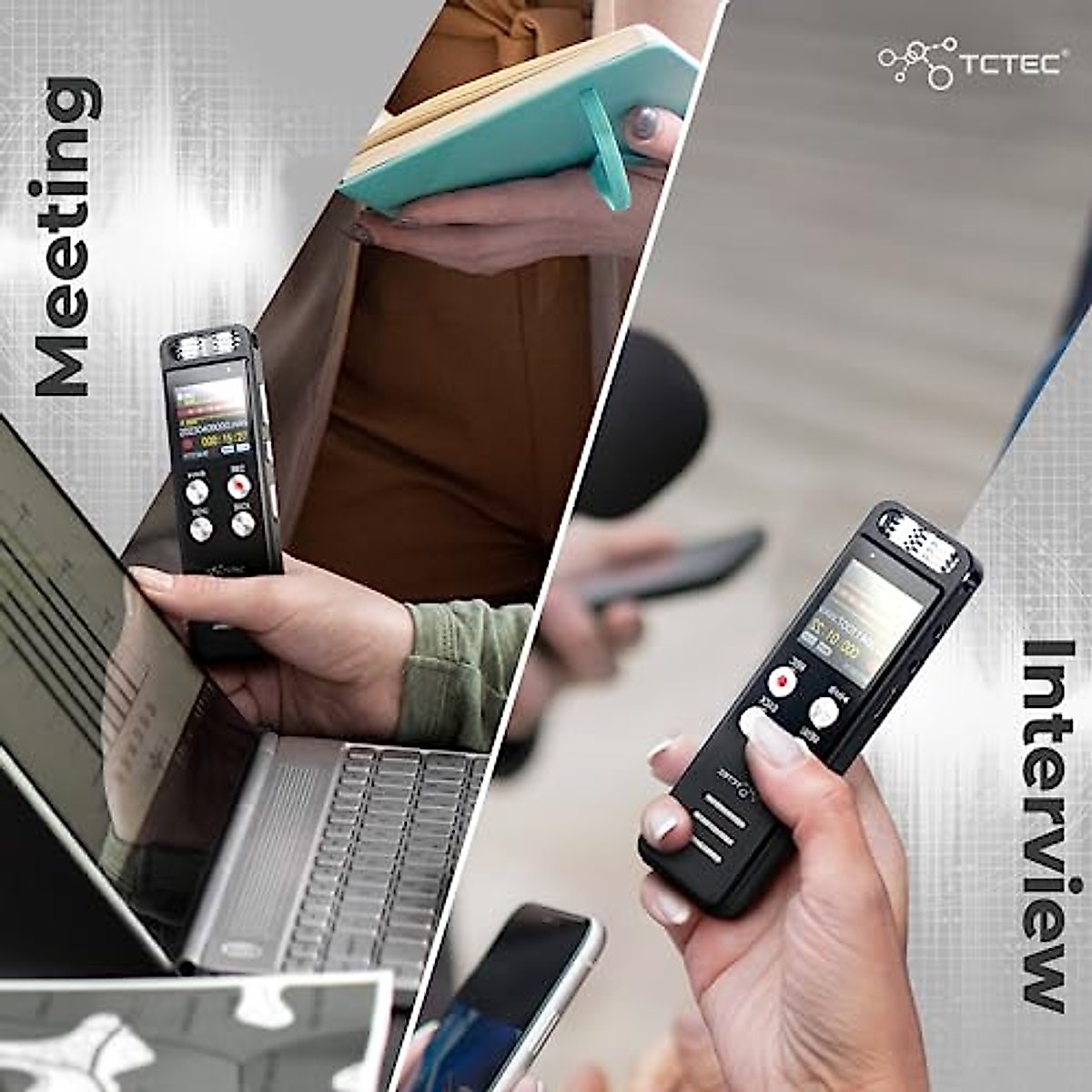 96GB TCTEC Digital Voice Recorder, Voice Activated Recorder with 7000 Hours Recording Capacity, Audio Noise Reduction, Sound Tape Recorder with Playback, Clip-on Mic Dictaphone for Meeting, Lecture