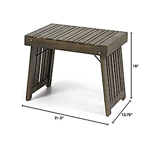 Christopher Knight Home Howard Outdoor Acacia Wood Folding Side Table, Gray Finish