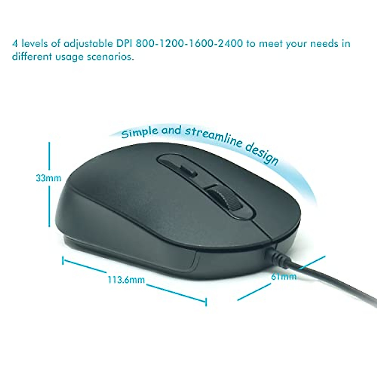 Wired Keyboard and Mouse Combo, YUMQUA Corded USB Computer Keyboard and Mouse Combo for Windows Laptop PC Desktop Notebook, Black