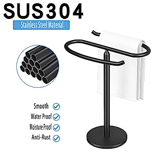 Hand Towel Holder,Free Standing Hand Towel Rack for Bathroom,304 Stainless Steel Towel Holder with Round Base,Brushed Gold