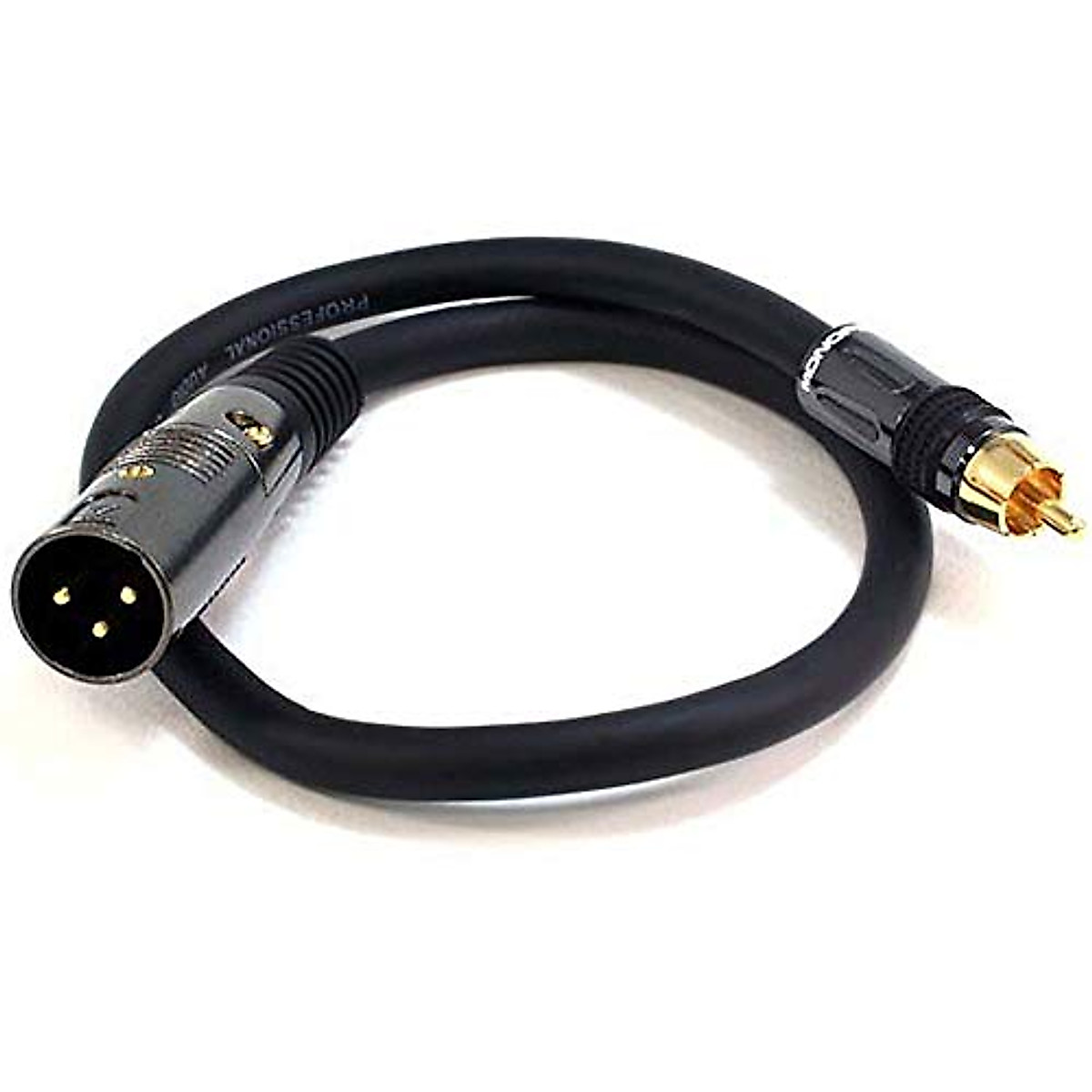 Monoprice XLR Male to RCA Male Cable - 1.5 Feet - Black With E21Gold Plated Connectors | 16AWG Shielded Twisted Pair Oxygen-Free Copper Braid Conductors - Premier Series
