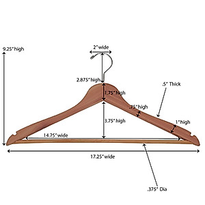 Household Essentials 26140 CedarFresh Red Cedar Wood Clothes Hangers with Fixed Bar and Swivel Hook - Set of 4