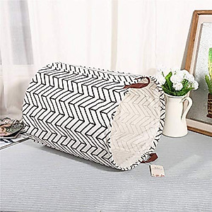 Large Storage Bin 19.7 x 15.7 Inch, ZUEXT Ramie Cotton Canvas Fabric Foldable Storage Basket with Handles, Toy Box/Toy Storage/Toy Organizer, Decorative Laundry Basket/Nursery Hamper (Wheat Ears)