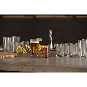 Fortessa Basics Arcade Everyday 12 Pack Set Glassware Kitchen and Barware Great for: Beer, Cocktails, Water, Juice, Iced Tea, Soft Drinks., Pint/Mixing Glass, 16 Ounce