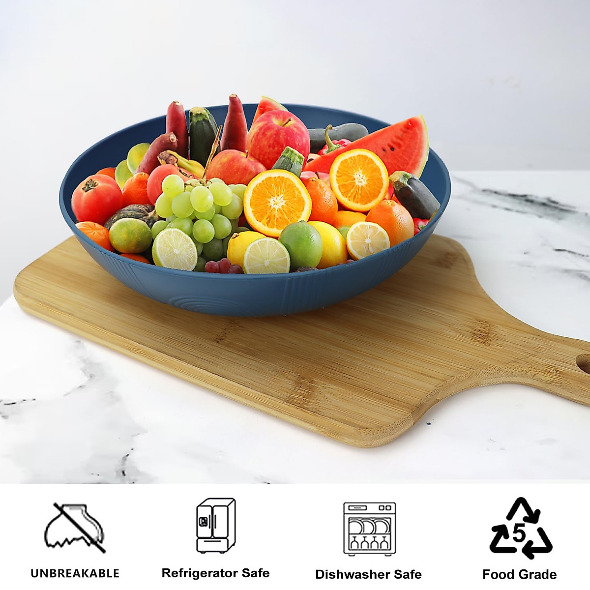 PYRMONT 10inches Large Pasta Bowls Set of 6-65oz Wheat Straw Bowls,Bowl Plates,Large Plastic Bowls Reusable for Pasta,Salad,Soup,Unbreakable & Lightweight Bowls for Kitchen,Dishwasher Safe,BPA-Free