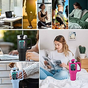 LB LEOBON 40 ounce insulated cup with handle, double-layer vacuum stainless steel material, equipped with straw, can keep warm or maintain cold drinks Neone Poppe Skeletons 2 Light pink