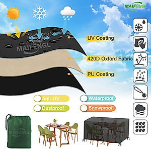 Garden Furniture Covers, Waterproof Patio Furniture Cover 420D Oxford Fabric Windproof Anti-UV Garden Table Covers, for Patio Outdoor-Green||132x61x87cm/52x24x34in