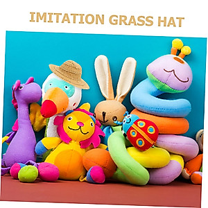 CIMAXIC 12pcs Mini Hat Crafts Straw Hat Tiny Straw Hats Hat Photo Props Caps Small Party Hats Adorable Hat Adornment Miniature Little Straw Hat Mini House Adornment Model Light Brown Paper