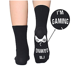 Leotruny Do Not Disturb I'm Gaming Socks Cotton Novelty Funny Socks With Gift Box (C03-3 Pack Multicoloured (Crew))